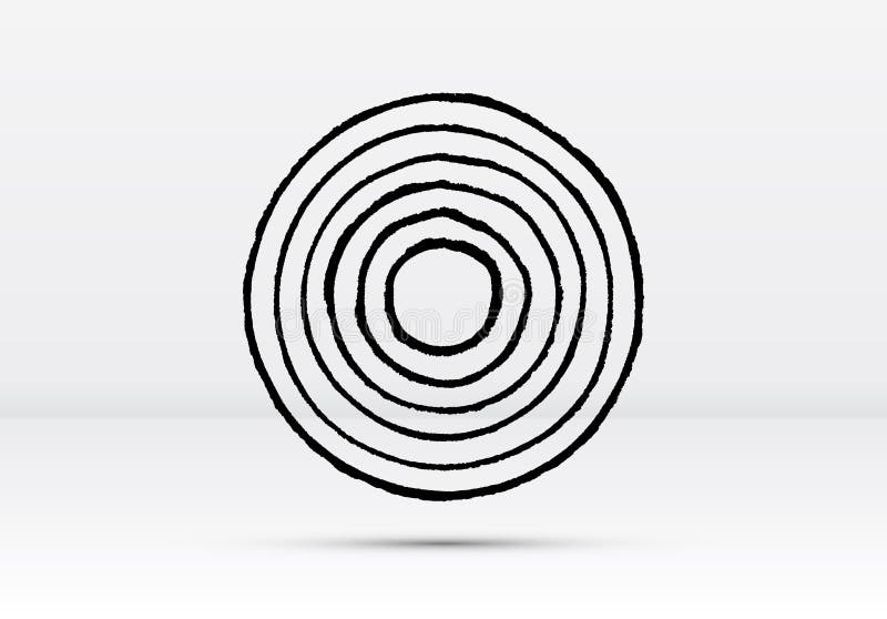 Abstract Brushed Black Ink Circles with Rough Edges and Grungy Texture ...