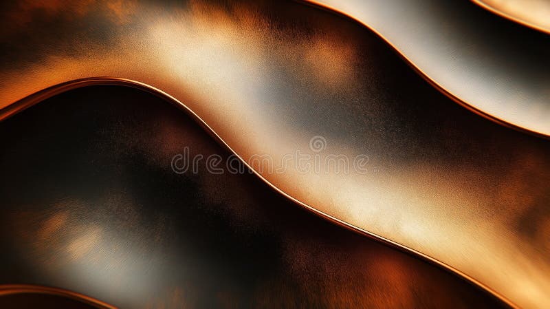 Abstract Brushed Bronze Background with Smooth Curves. Modern Design with Wide Surface. Sleek ...