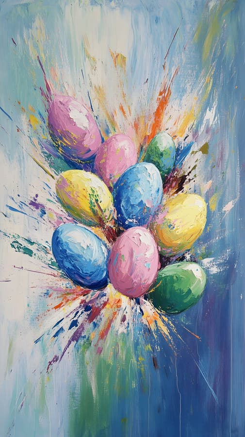 Abstract Brushstroke Easter Egg Explosion Stock Illustration ...