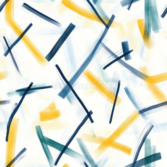 Abstract Brushstroke Pattern with Blue and Yellow Lines on White ...