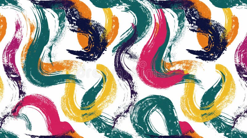 Abstract Brushstroke Patterns in Vivid Colors Stock Illustration ...