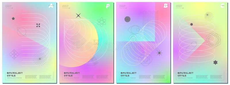 Abstract Brutalism Poster Set with Minimalistic Geometric Shapes on ... Abstract Brutalism Poster Set with Minimalistic Geometric Shapes on ...