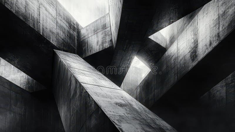 Abstract Brutalist Architecture with Interlocking Concrete Beams Stock ...