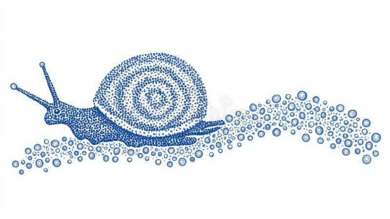 Abstract Bubble Snail Art with Flowing Trail Pattern in Blue Tones ...