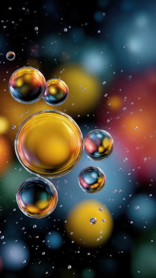 Abstract Bubbles Floating with Colorful Reflections Macro Photography ...