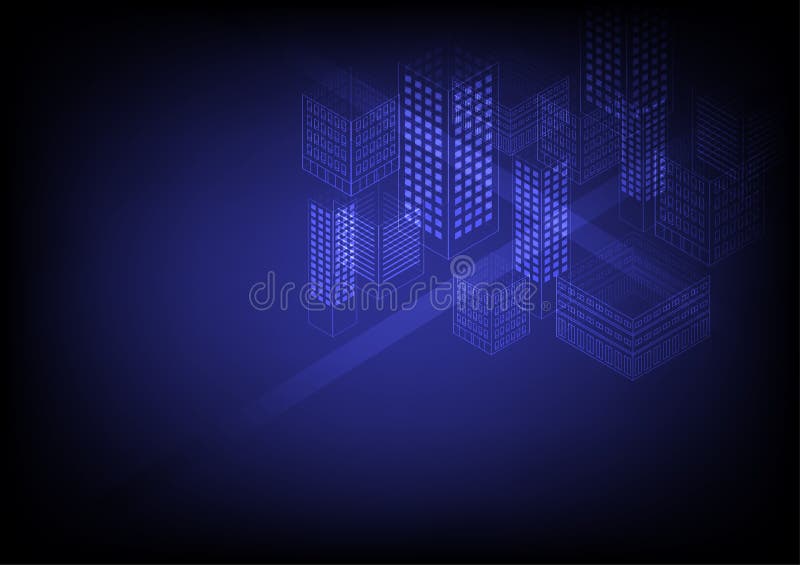 Abstract Building on a Dark Blue Background. Vector Illustration EPS 10 ...