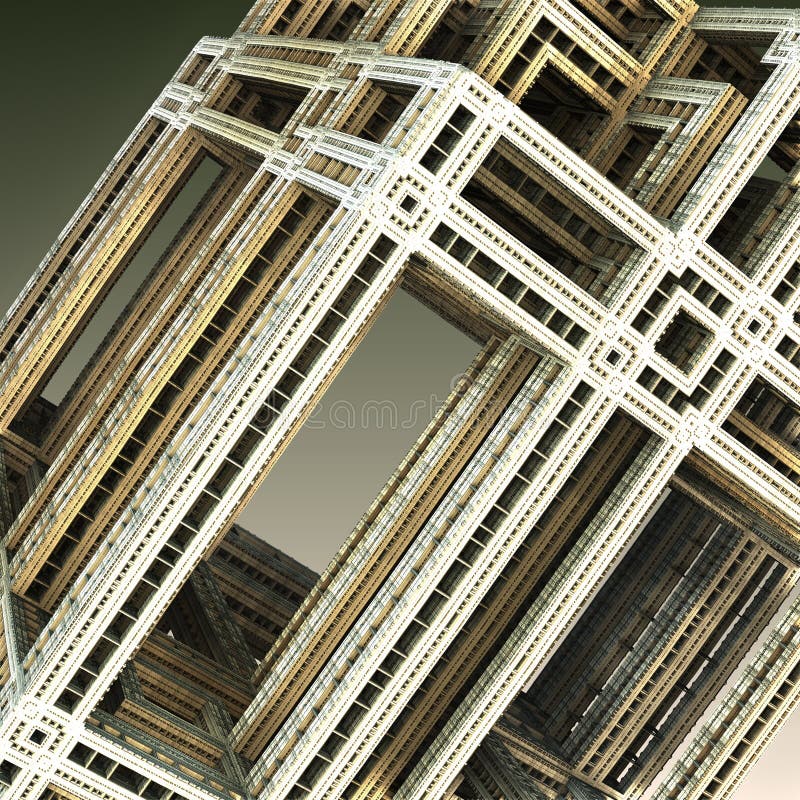 Abstract Building Frame, Fractal Carcass. 3d Object, 3d Rendering Stock ...