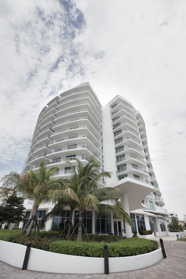 Abstract Building with Palm Trees Stock Photo - Image of color, deco ...