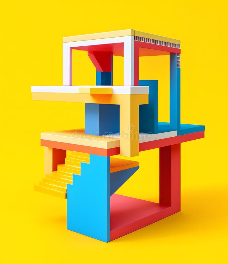 Abstract Building Structure with Yellow Background Generated Using AI ...