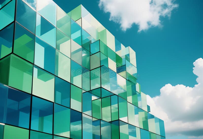 Abstract Building of Transparent Blocks Stock Illustration ...