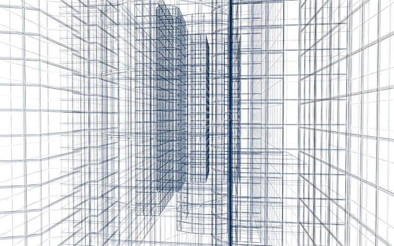 Abstract Building Wireframe Stock Illustration - Illustration of ...