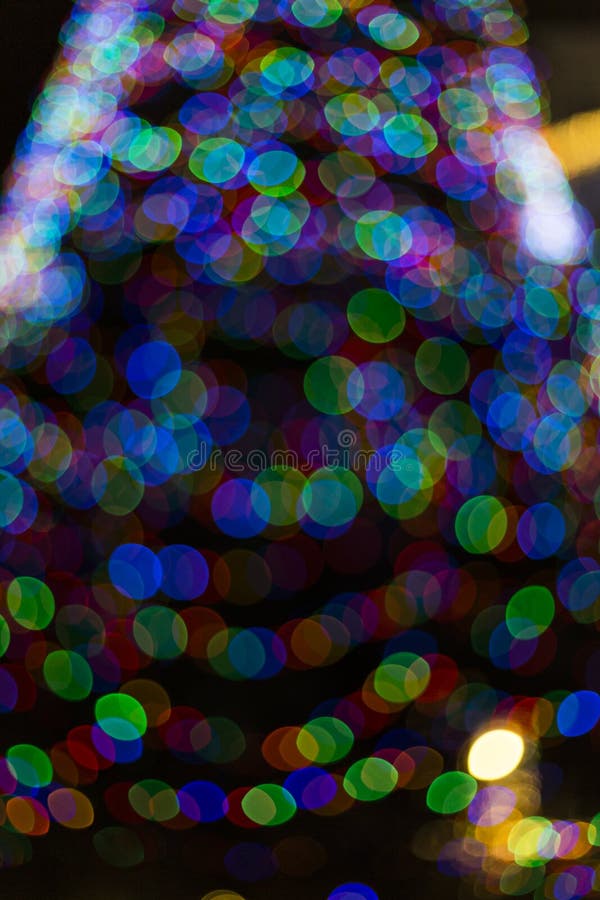 Abstract Bulbous Out of Focus Green Red and Blue Lights on a Tree Stock ...