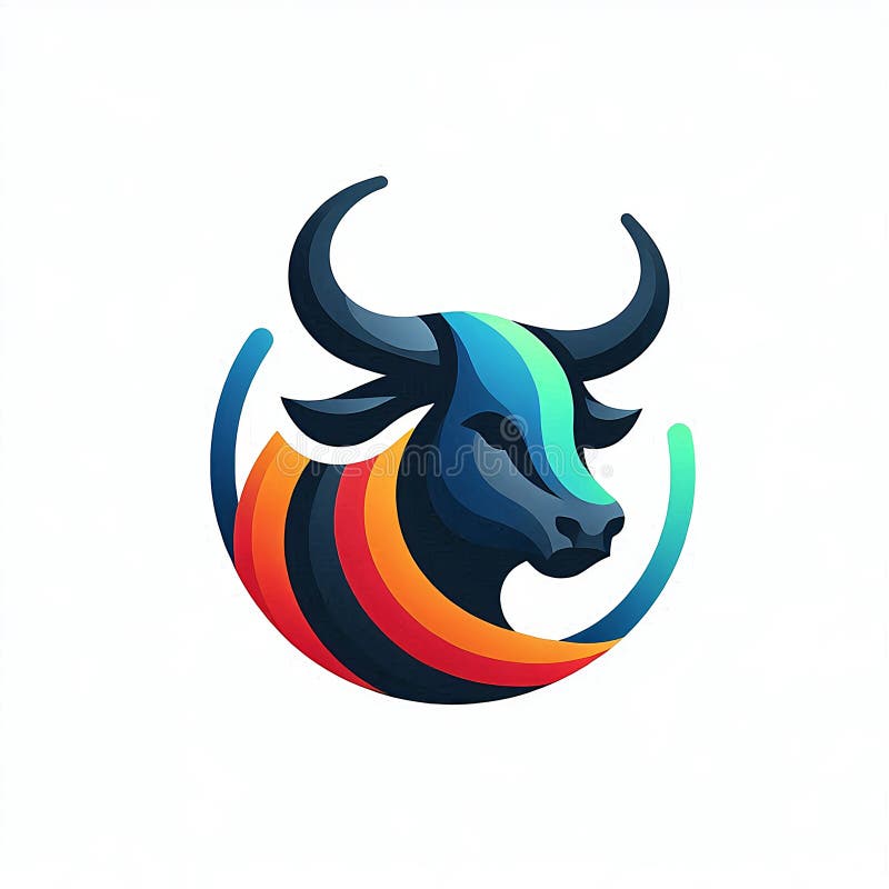 Abstract Bull Head Illustration with Gradient Colors Stock Illustration ...