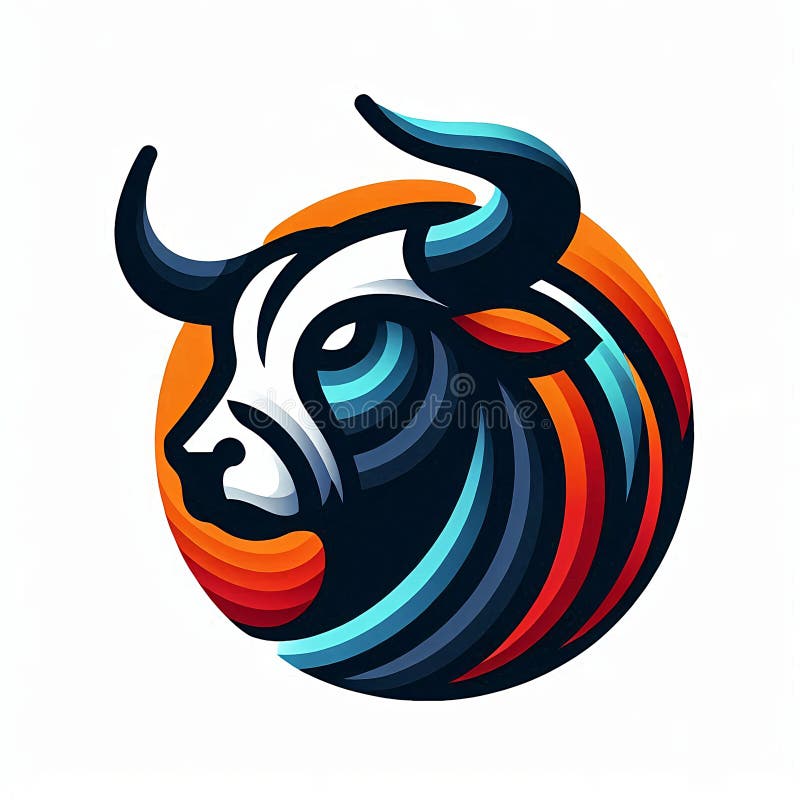 Abstract Bull Head Illustration with Gradient Colors Stock Illustration ...