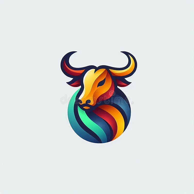 Abstract Bull Head Illustration with Gradient Colors Stock Illustration ...