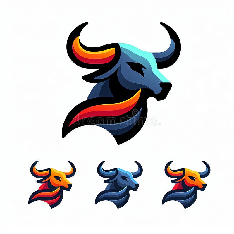 Abstract Bull Head Illustration with Gradient Colors Stock Illustration ...