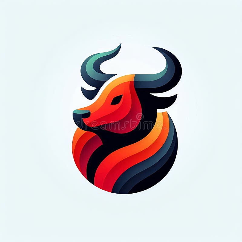 Abstract Bull Head Illustration with Gradient Colors Stock Illustration ...