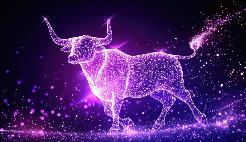 Glowing Purple Bull stock illustration. Illustration of purple - 384679402