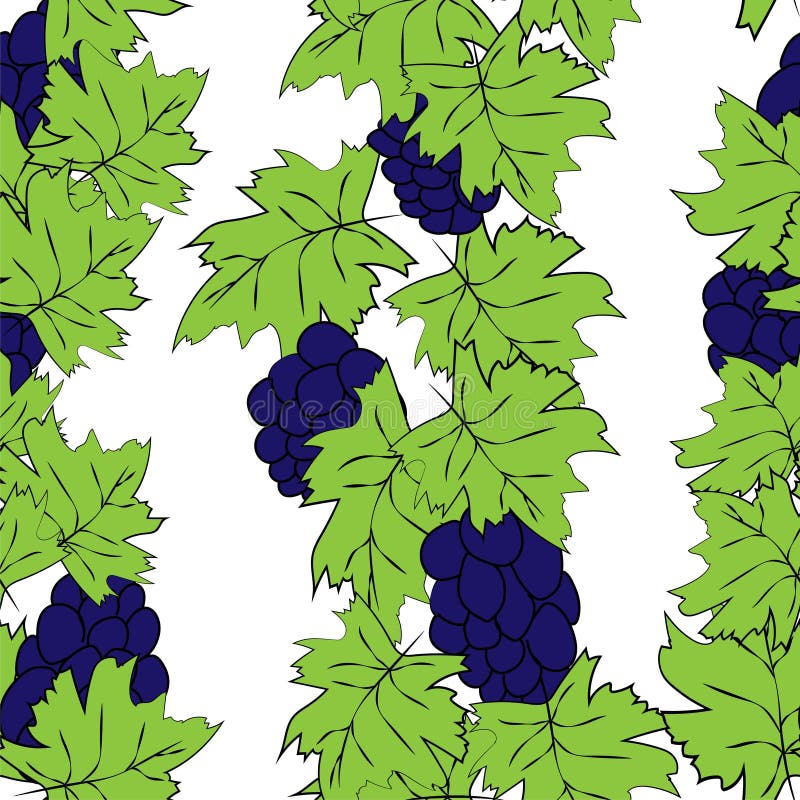 Abstract Bunch of Grapes with Leaves on a White Background. Bunch of ...