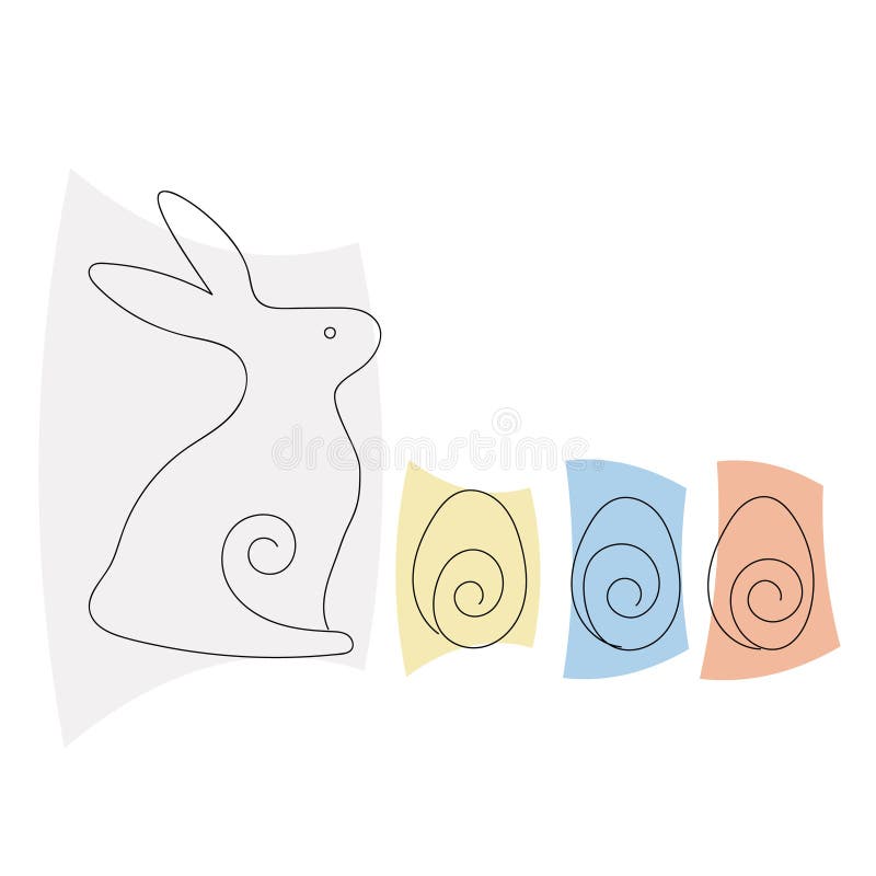 Abstract Bunny, Eggs with Ribbons. Easter Bunny Rabbit Continuous One ...