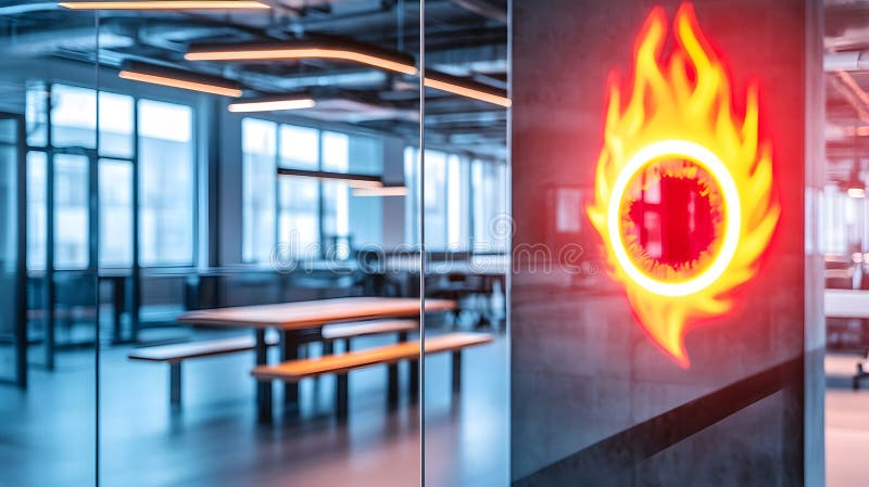 Abstract Burning Ring Office Interior Design Stock Photo Stock ...