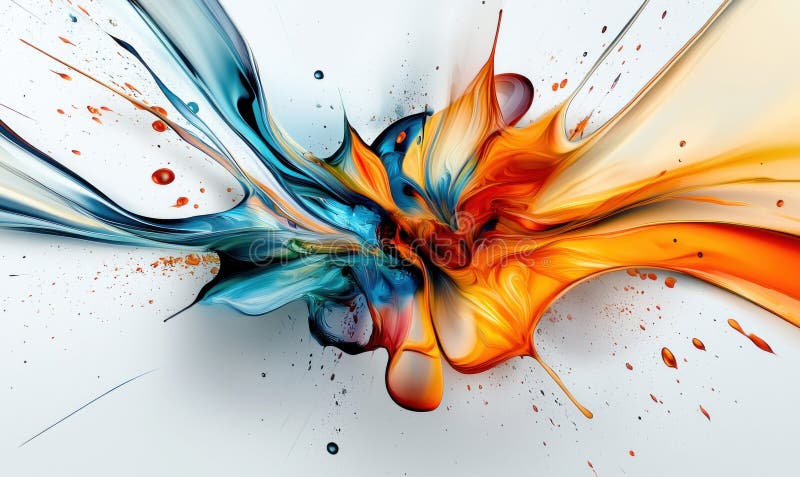 An Abstract Burst of Blue and Orange Paint Creates a Visually Stunning ...