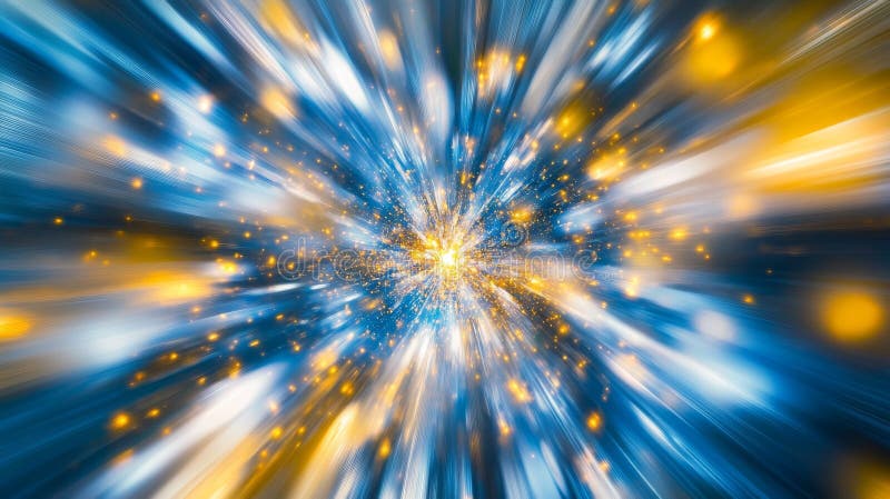 Abstract Burst of Blue and Yellow Light Streaks with Motion Blur Effect ...