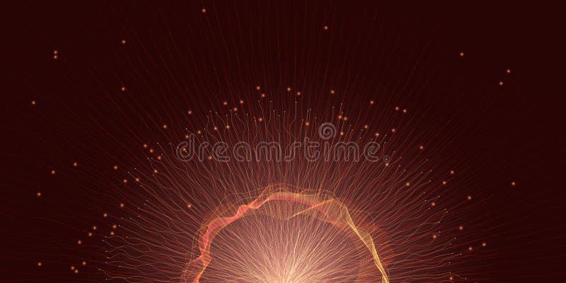 Abstract Burst of Energy with Glowing Particles Radiating in Vivid Red ...