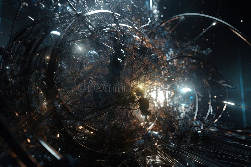 Abstract Burst of Wires and Particles on Technology Background ...