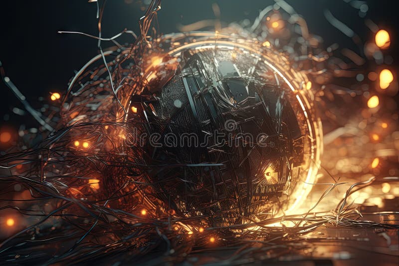 Abstract Burst of Wires and Particles on Technology Background ...