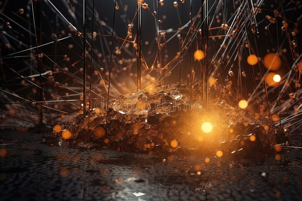Abstract Burst of Wires and Particles on Technology Background ...