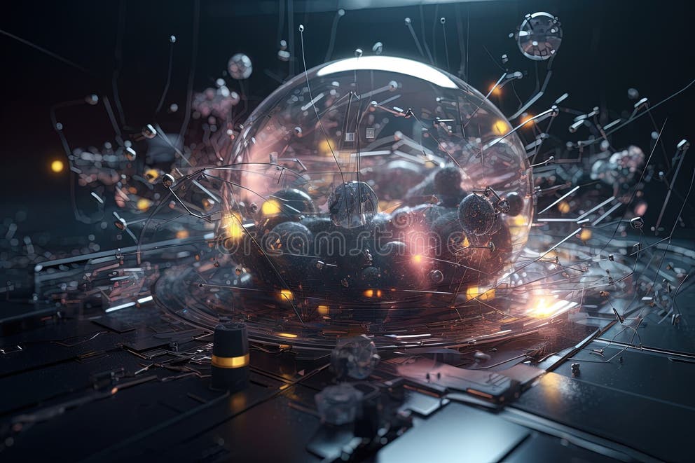 Abstract Burst of Wires and Particles on Technology Background ...