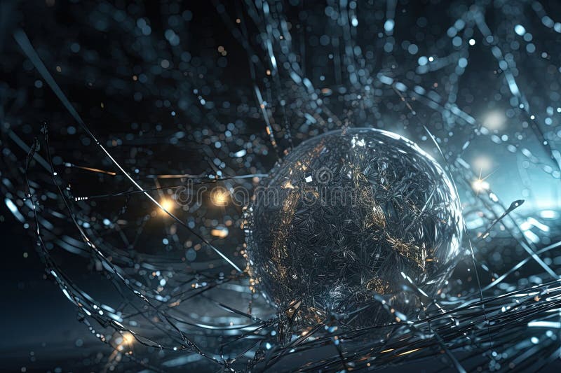 Abstract Burst of Wires and Particles on Technology Background ...