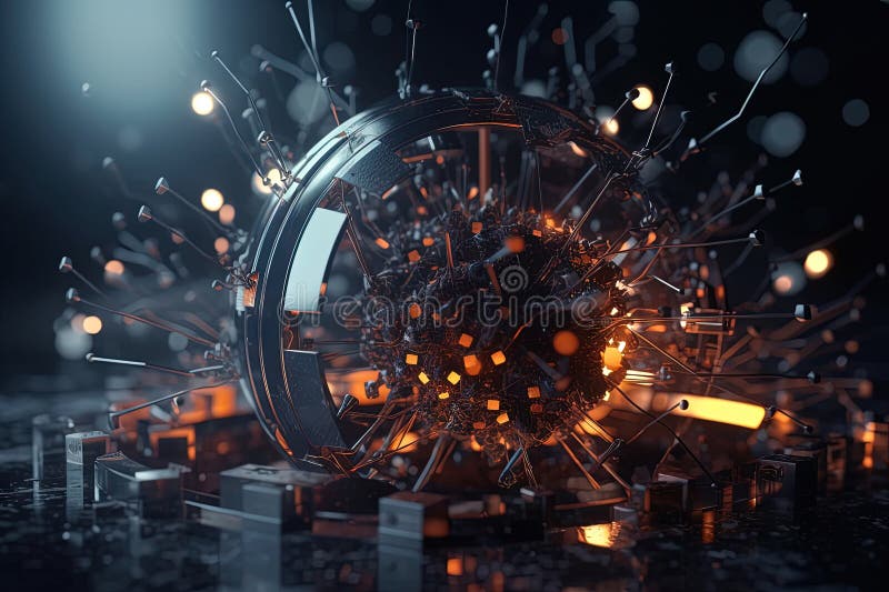 Abstract Burst of Wires and Particles on Technology Background ...