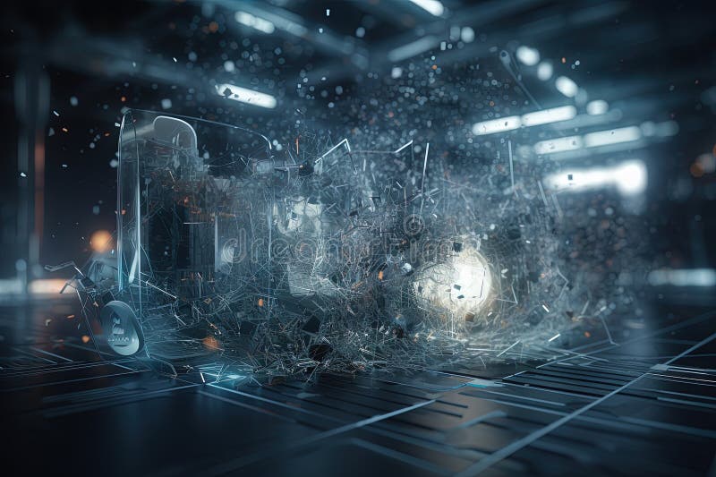 Abstract Burst of Wires and Particles on Technology Background ...