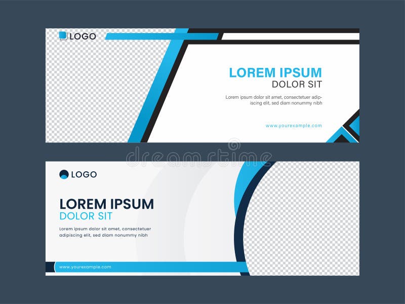 Abstract Business Banner or Header Design with Space for Text or Image in Blue and White Color ...