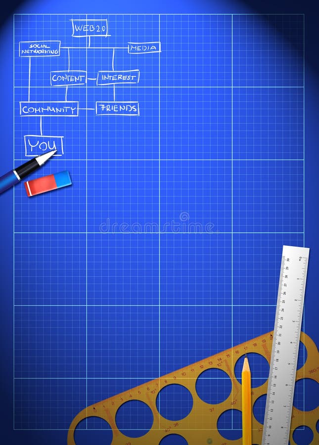 Business Plan Blueprint and Smart Phone Background Stock Illustration ...