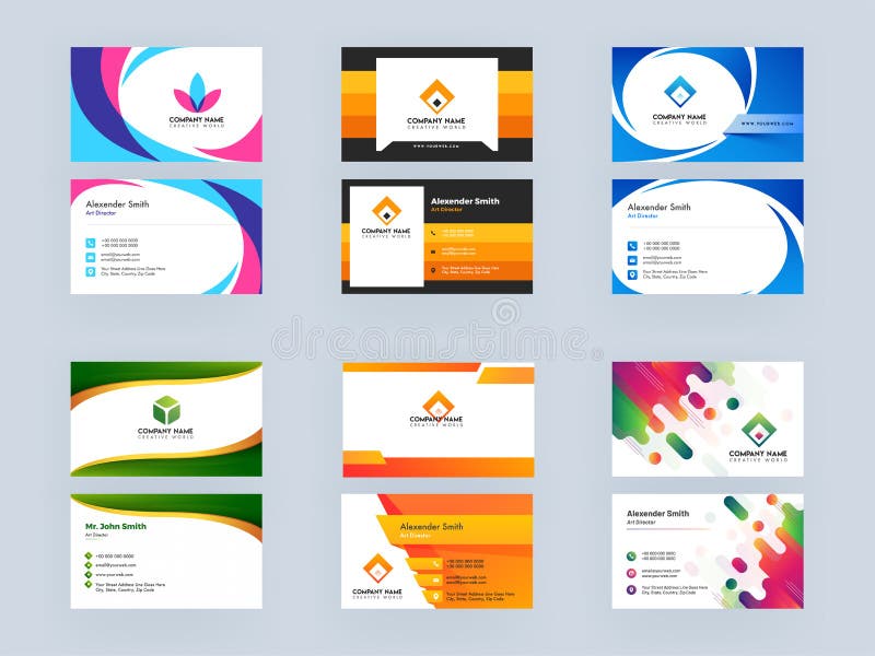 Abstract Business Card or Visiting Card Design Set Stock Illustration ...