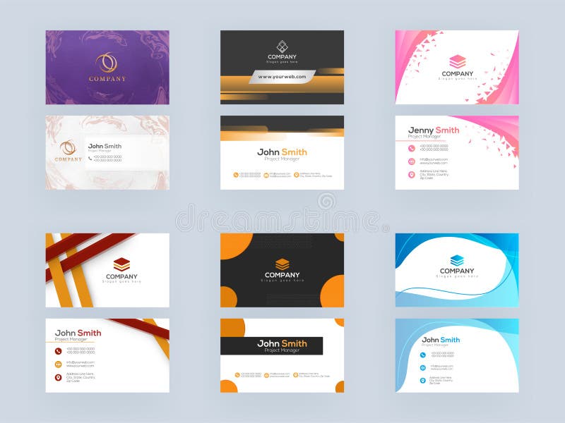 Abstract Business Card or Visiting Card Design Set Stock Illustration ...