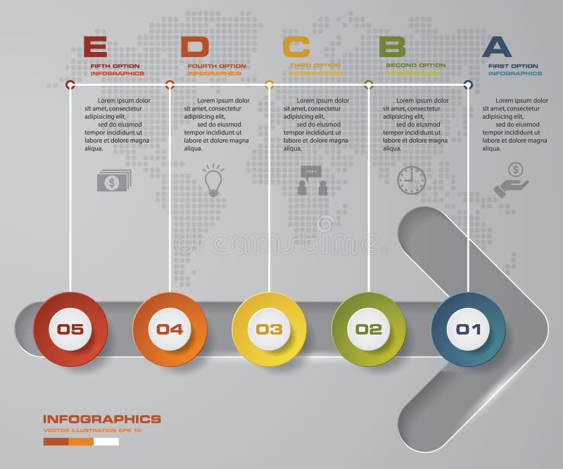 Abstract Business Chart. 5 Steps Arrow Diagram. Step by Step Idea Stock ...