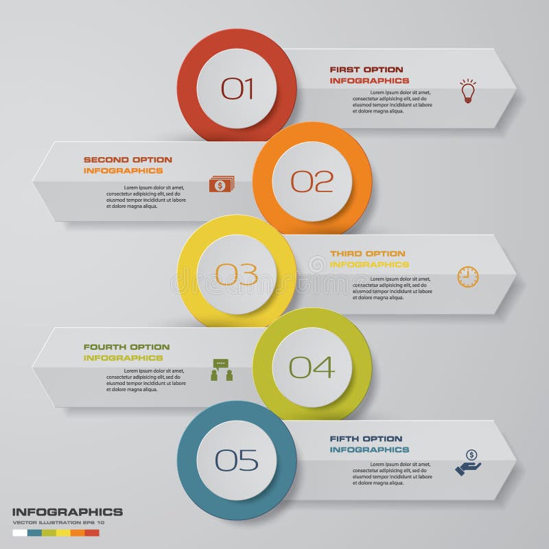 Abstract Business Chart. 5 Steps Diagram. Step by Step Idea Stock ...
