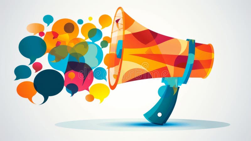 Abstract Business Communication with Megaphone and Speech Bubbles Stock ...