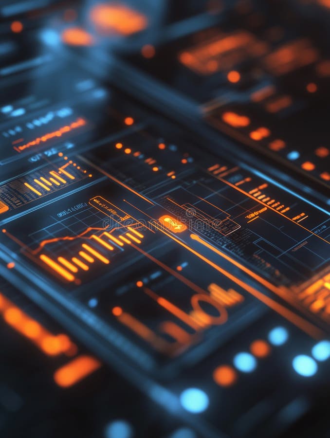 Abstract Business Dashboard Featuring Holographic Data Visualization in ...
