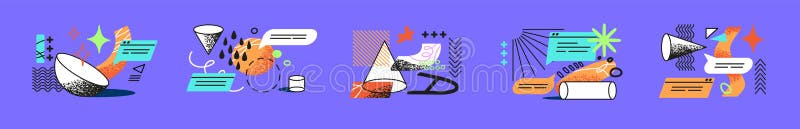 Abstract Business, Education and Communication Concept Set. Geometric ...