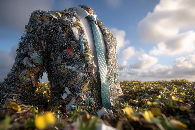 Abstract Business Figure Made of Broken Plastic and Mesh Materials in a ...