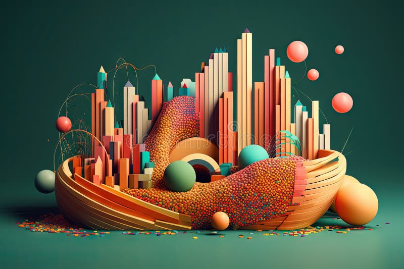 Abstract Business Graph in Mountain Style. Data Bars Concept Element ...