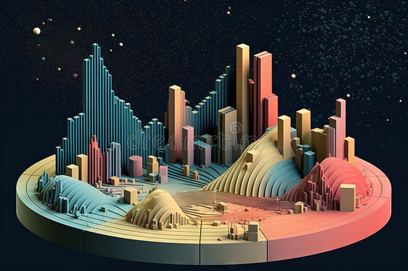 Abstract Business Graph in Mountain Style. Data Bars Concept Element ...