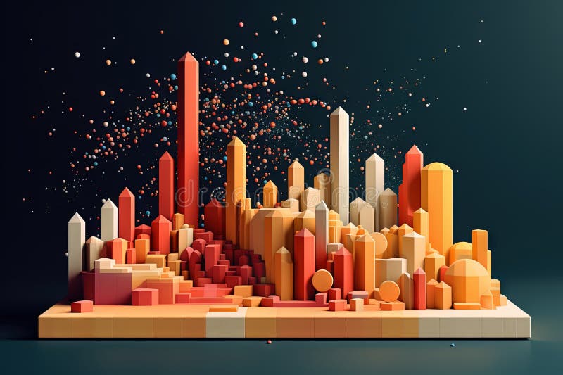 Abstract Business Graph in Mountain Style. Data Bars Concept Element ...