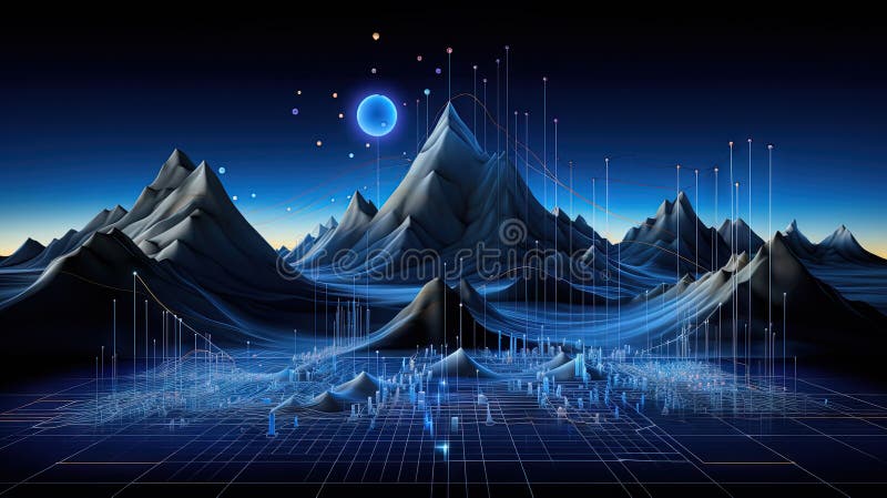 Abstract Business Graph in Mountain Style. Data Connection Concept ...