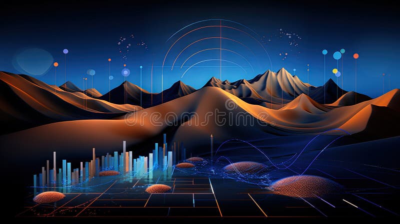Abstract Business Graph in Mountain Style. Data Connection Concept ...